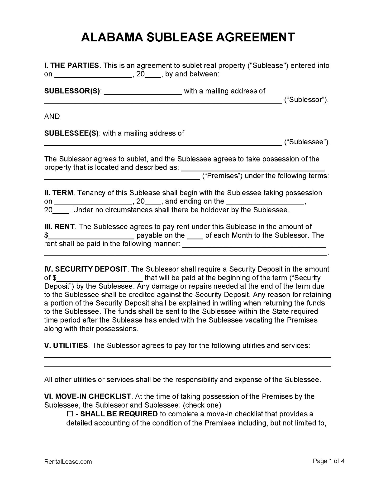 Free Alabama Rental Lease Agreement Templates | PDF | Word