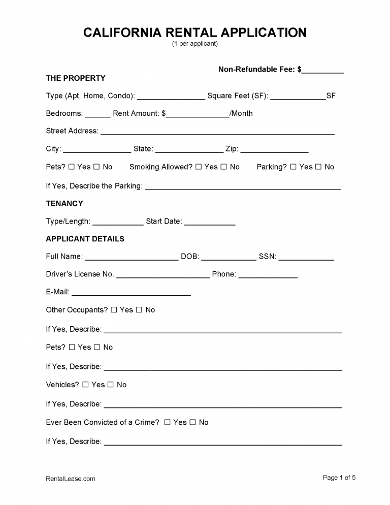 Free California Rental Lease Agreement Templates | PDF | Word