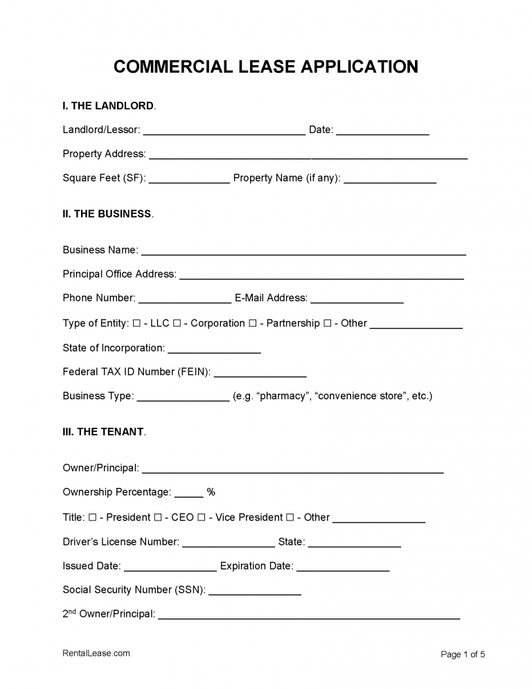Free Rental Lease Applications Templates | PDF | Word
