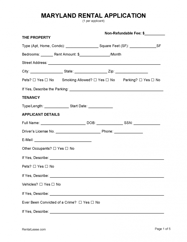 Free Maryland Rental Lease Agreement Templates | PDF | Word
