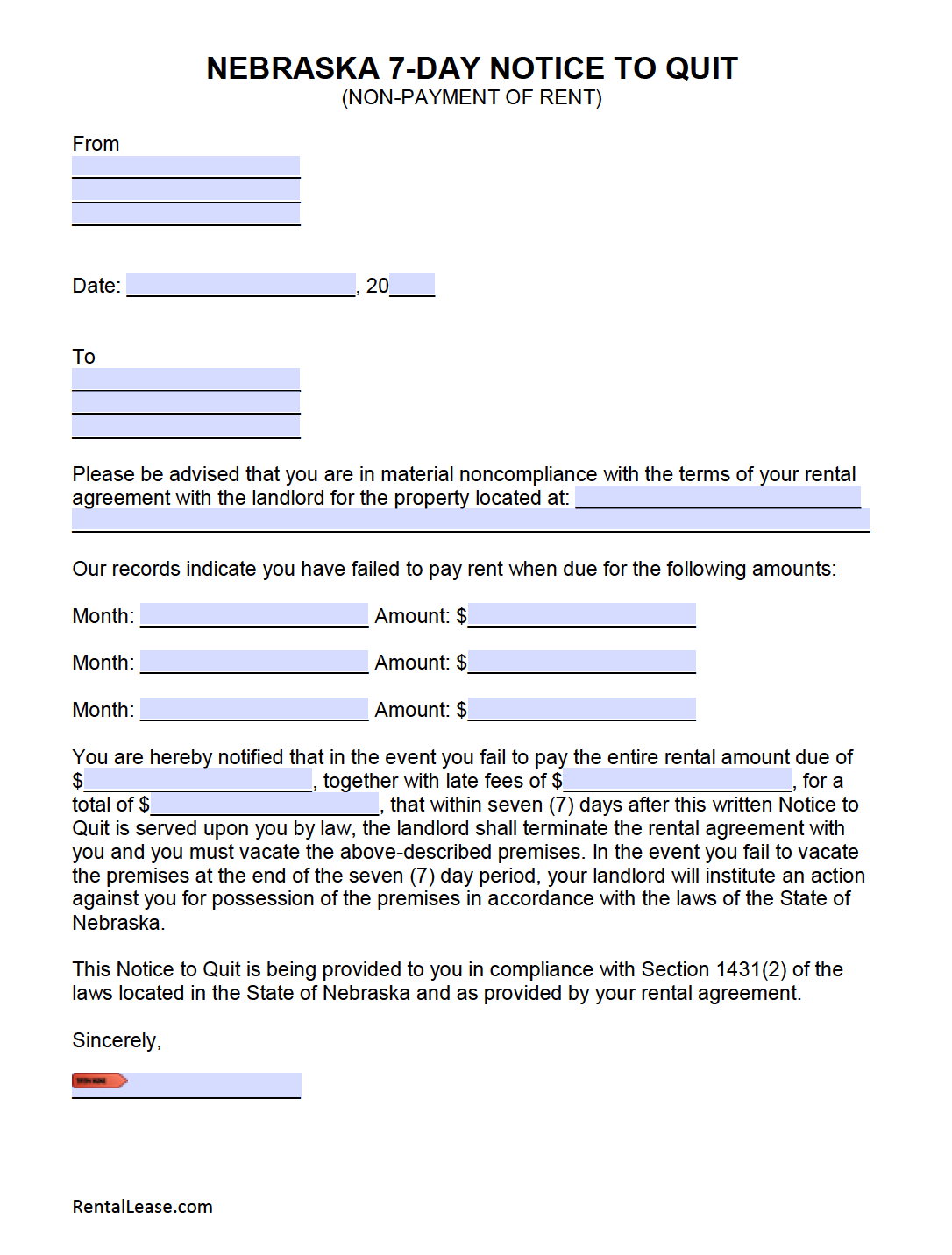Louisiana Eviction Notice Template PDF Template