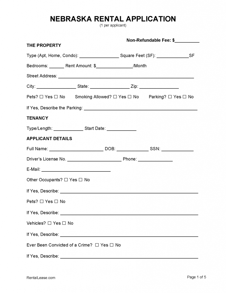 Free Nebraska Rental Lease Agreement Templates | PDF | Word