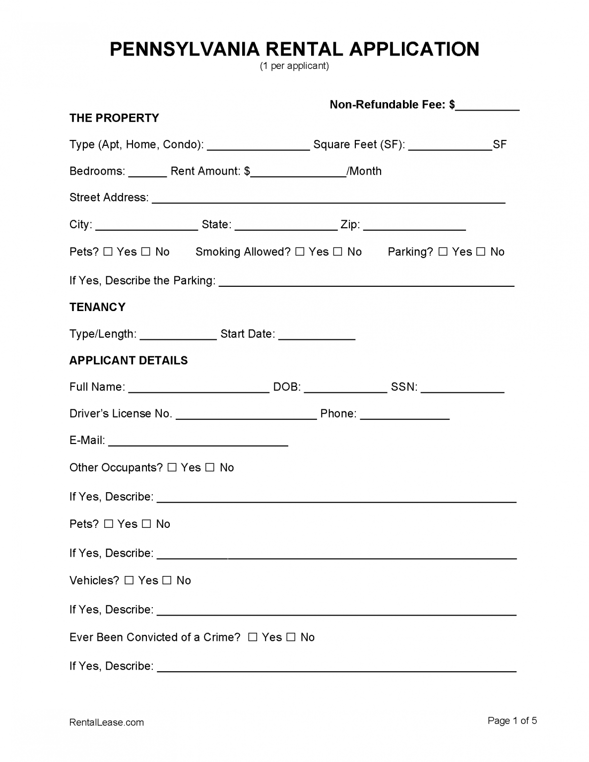 Free Pennsylvania Rental Lease Agreement Templates | PDF | Word