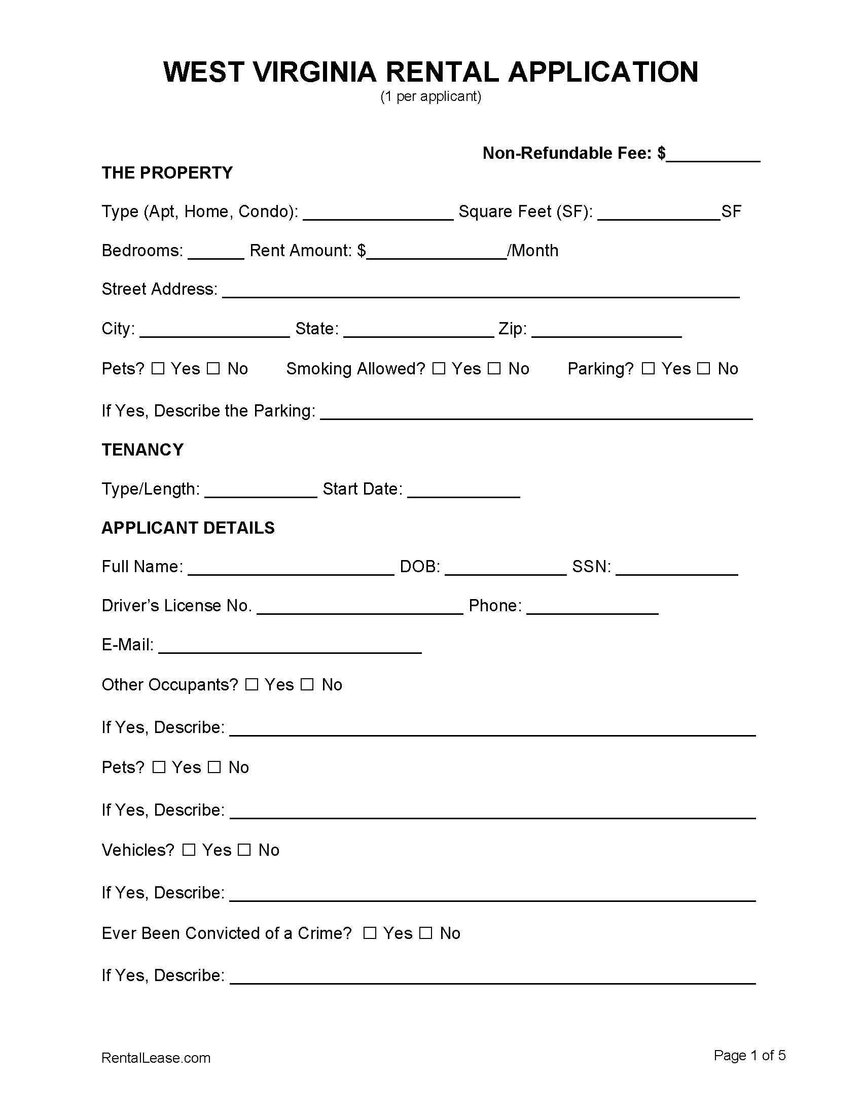 Free West Virginia Rental Lease Agreement Templates | PDF | Word