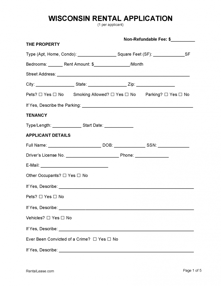 Free Wisconsin Rental Lease Agreement Templates | PDF | Word