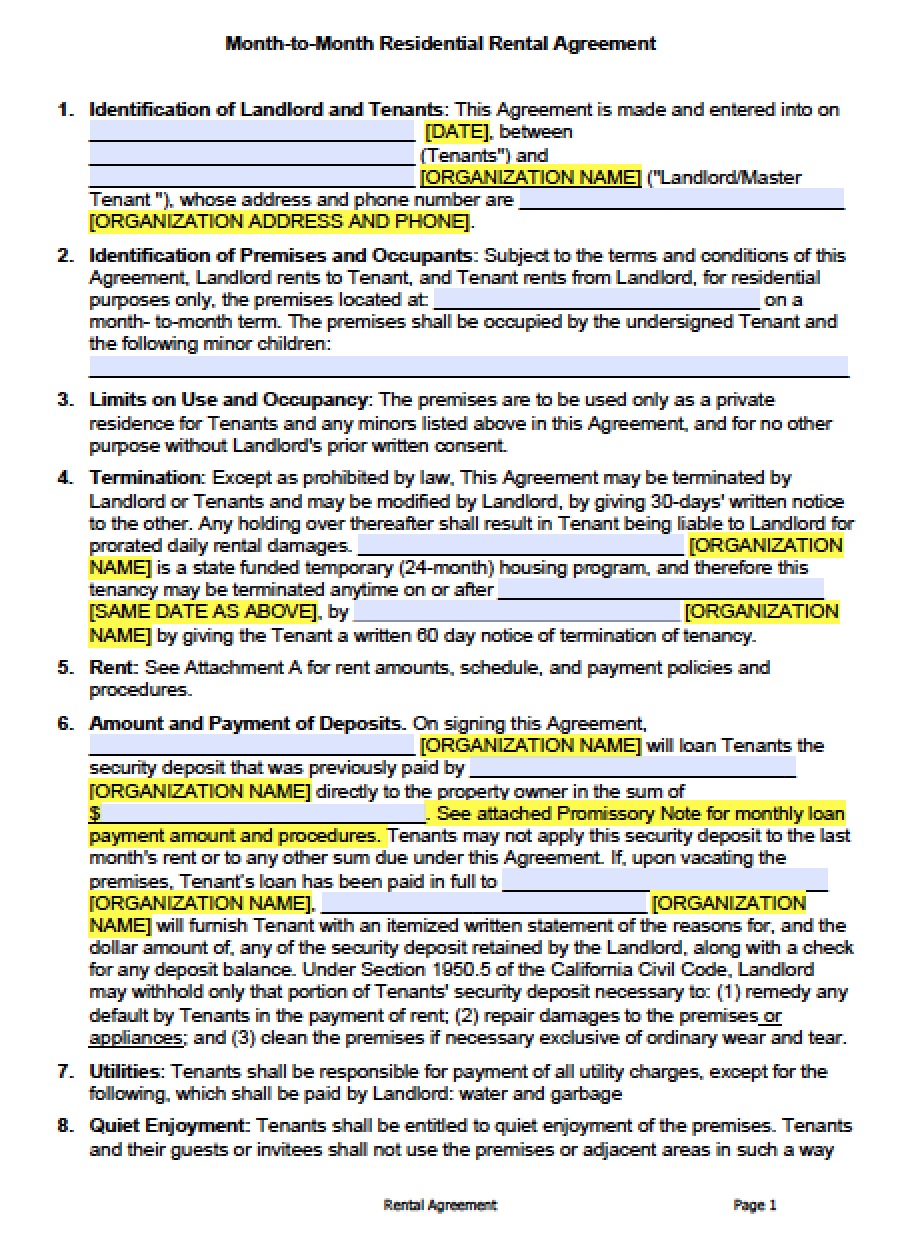 Printable Rental Agreement California Printable World Holiday