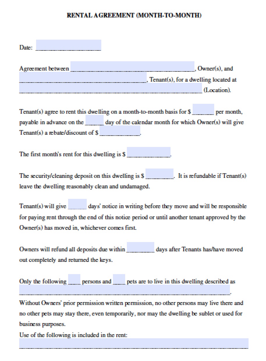 Free California Month-to-Month Lease Agreement | PDF | Word (.doc) Free California Month-to-Month Lease Agreement | PDF | Word (.doc)