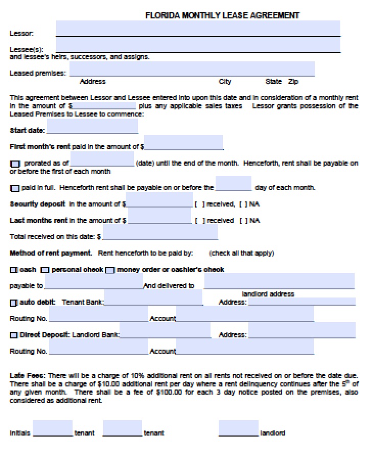 Commercial Lease Agreement Florida Template