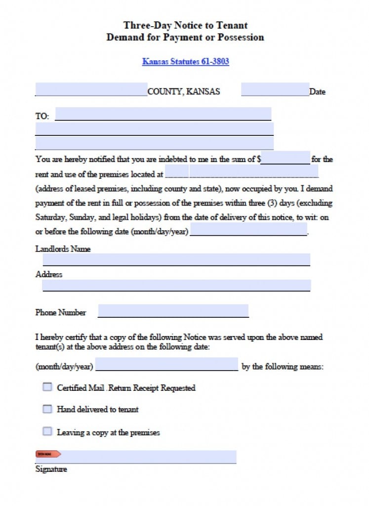 Free Kansas Rental Lease Agreement Templates PDF Word