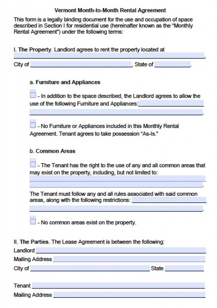 Free Vermont Rental Lease Agreement Templates | PDF | Word